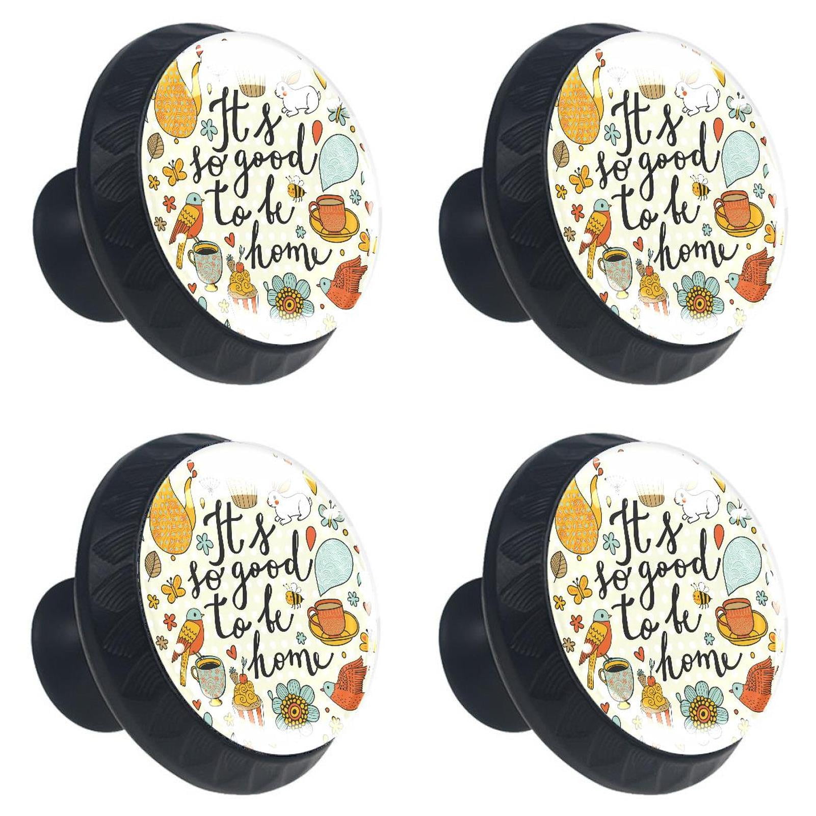 4 Pcs Cute Birds Florals Pattern Knobs for Kitchen Cabinet Cupboard ...