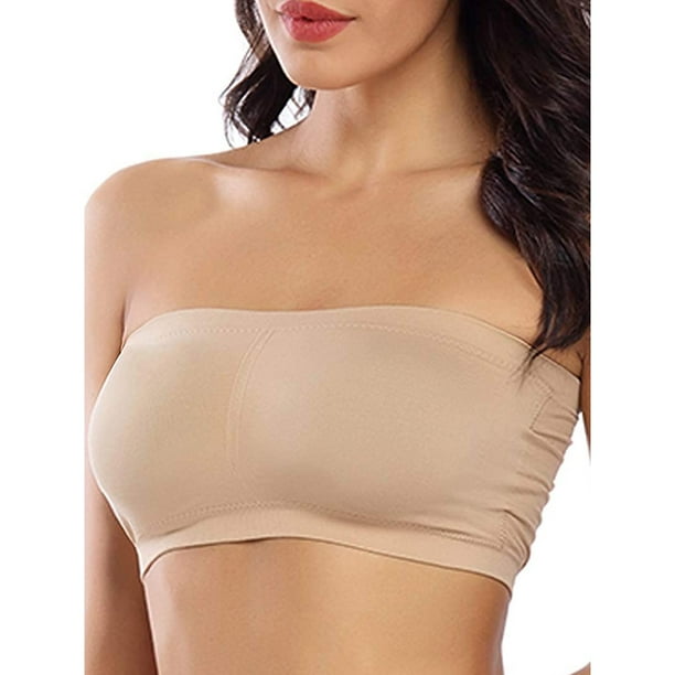 Musuos Double Layers Plus Size Strapless Bra Bandeau Tube Removable