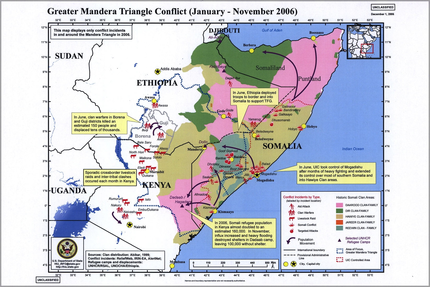 24"x36" Gallery Poster, map Greater Mandera Triangle conflict somalia ...