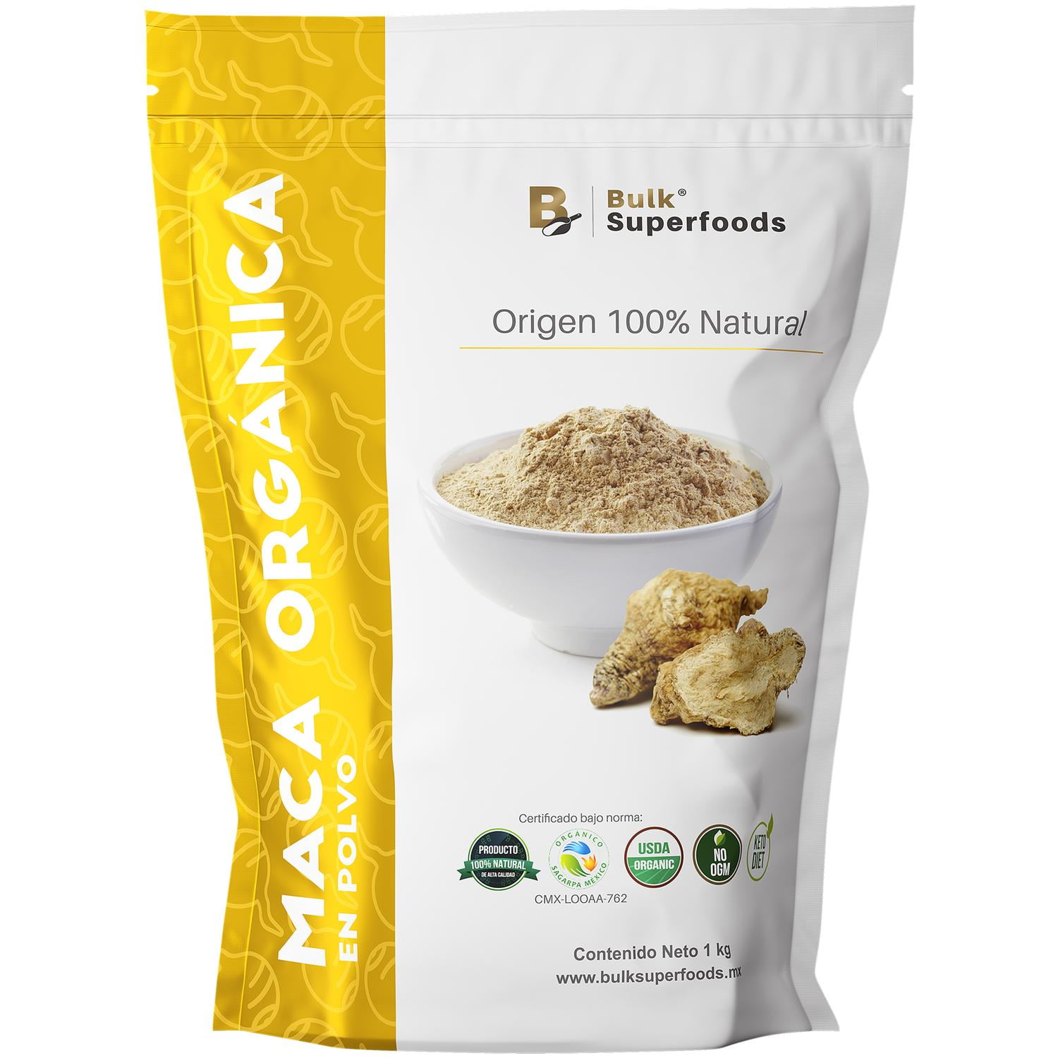 Maca Orgánica BULK SUPERFOODS Maca Amarilla en Polvo 1kg | Walmart en línea