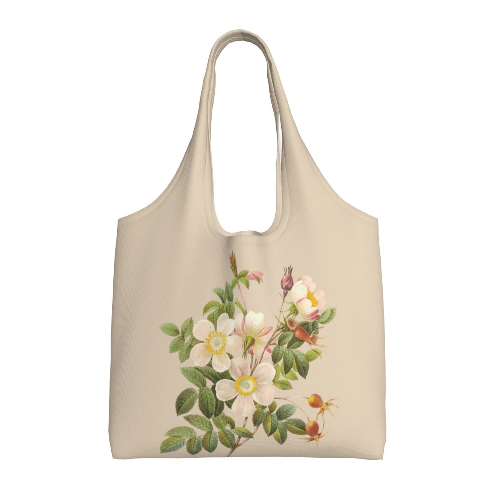 XMXT Canvas Tote Bag, Hand Painted Floral Textures Large Handbag for ...