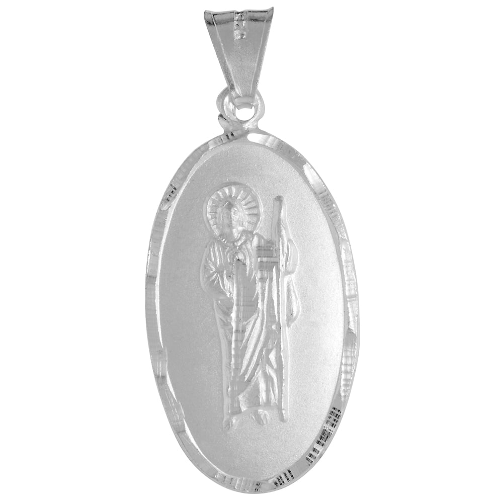 1 1/8 inch Sterling Silver St Jude Thaddeus Medal Pendant Oracion Santo ...