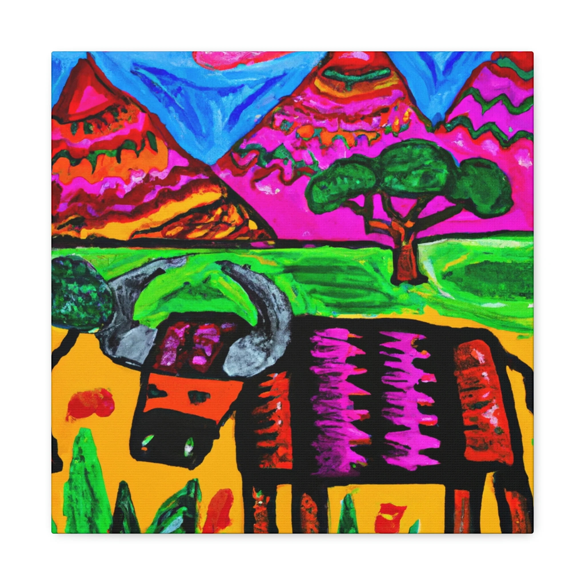 Bison in the Prairie - Canvas - Walmart.com