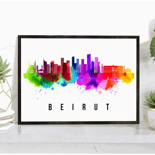 Pera Print Beirut Skyline Lebanon Poster, Beirut Cityscape Painting ...