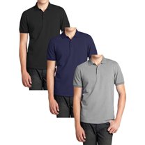 3-Pack Men's Regular-Fit Short Sleeve Pique Polo Shirts with Ribbed Collar & Armbands, Sizes S ...