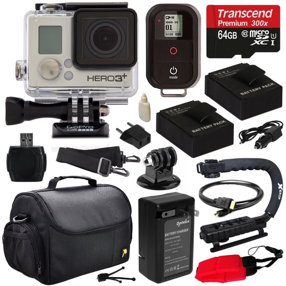 GoPro HD Hero3+ Hero 3+ Black Edition (CHDHX302) with 64GB MicroSD, (2 ...