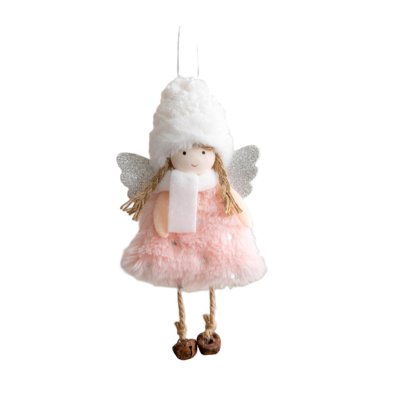 2Pcs Christmas Angel Plush Doll Glitter Wing Plush Hat Dress Smiling ...