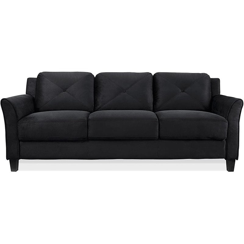 Bowery Hill Microfiber Sofa in Black - Walmart.com