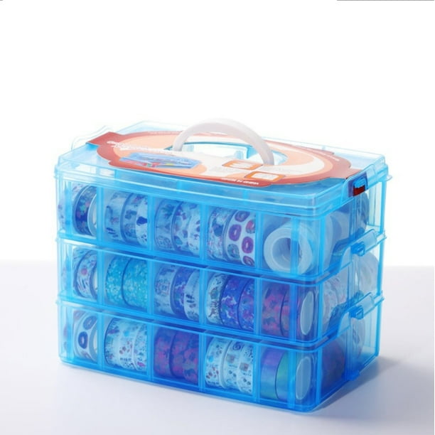 Stackable Plastic Storage Box with Handle,Large 3 Layer 30 Adjustable ...