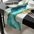 Abstract Marble Table Runner 72 Inches Long - Turquoise Abstract Golden ...