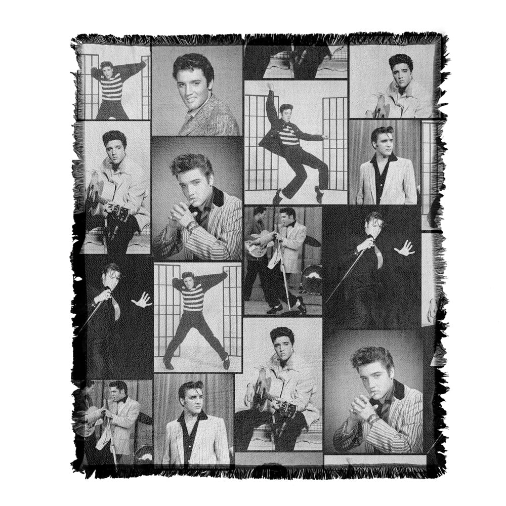 Elvis Blanket, 50"x60" Photo Collage Woven Tapestry Cotton Blend ...