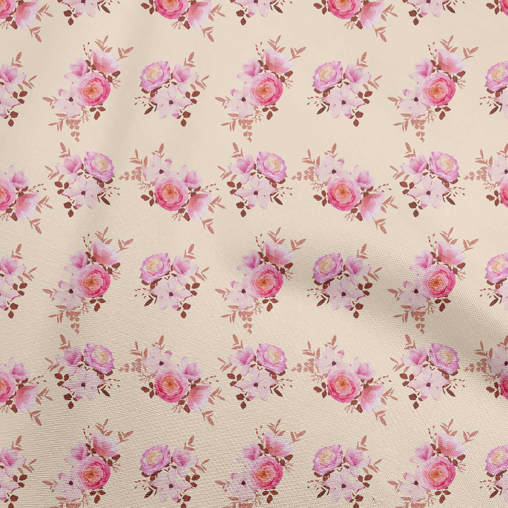 oneOone Cotton Cambric Light Peach Fabric Watercolor Floral Sewing ...