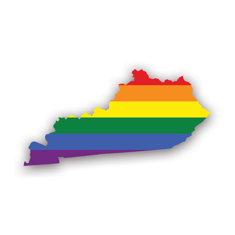 Kentucky State Shaped Gay Pride Rainbow Flag Sticker Decal Self