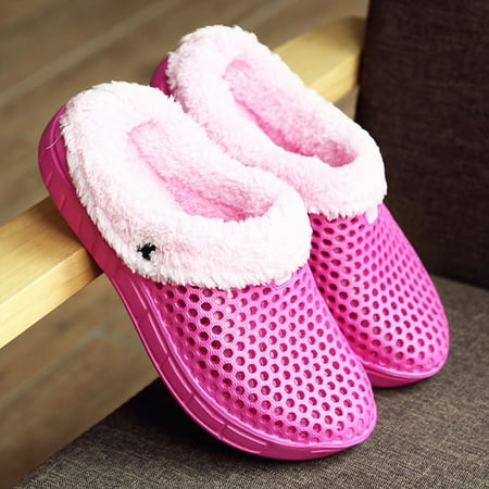 Warm Breathable Fur Shoes Anti-skid Sole Indoor Sandals Men & Women ...