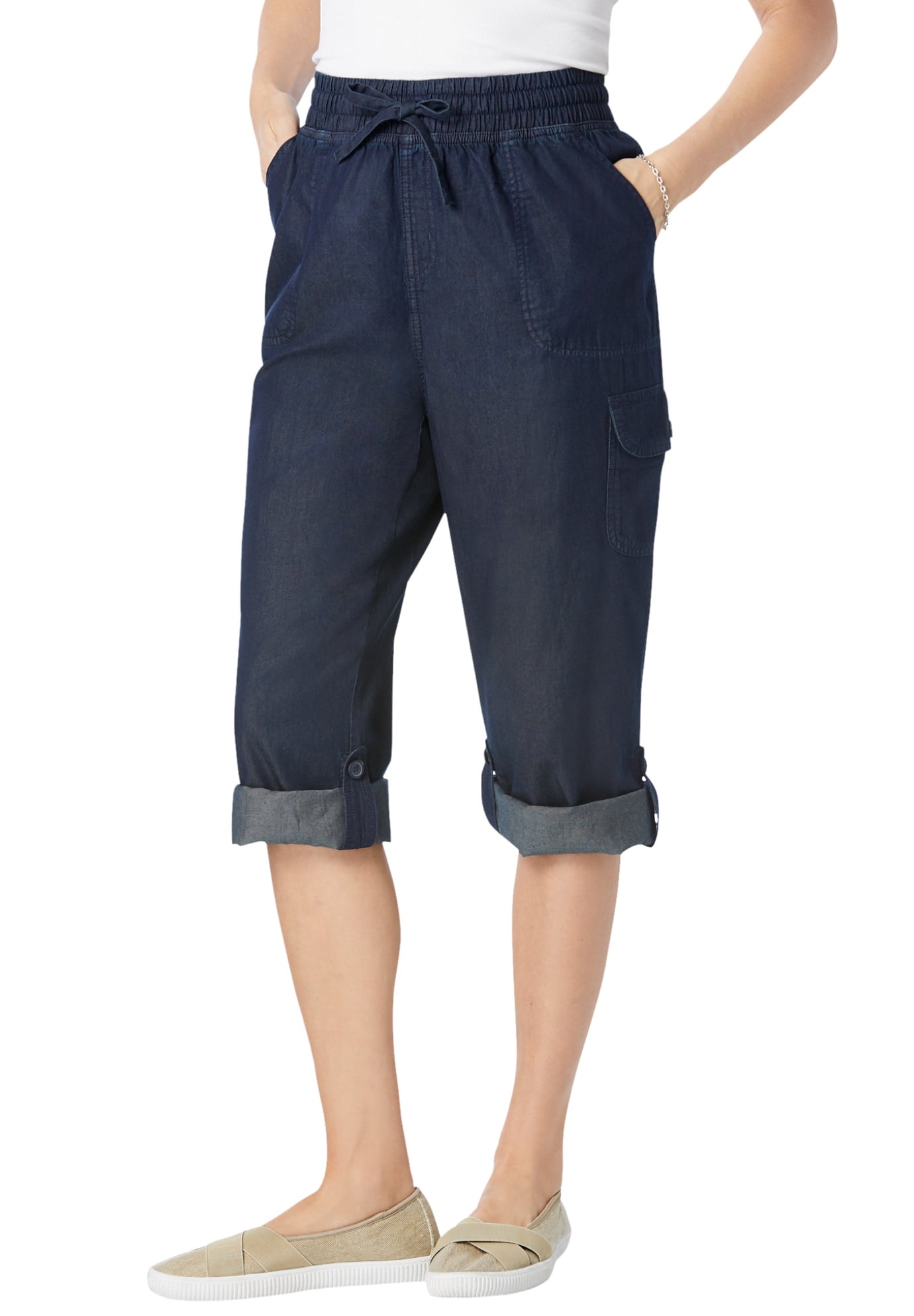 Woman Within Women's Plus Size Convertible Length Cargo Capri Pant Pant ...