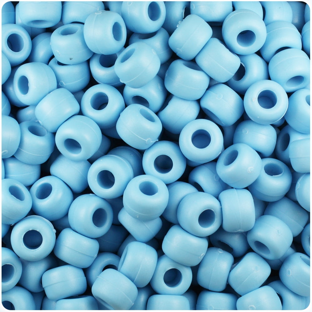 BeadTin Baby Blue Matte 9mm Barrel Pony Beads (500pc) - Walmart.com