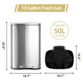 13 Gallon Tall Kitchen Garbage Can, Stainless Steel Trash Bin with Soft-Close Lid, Step Pedal ...