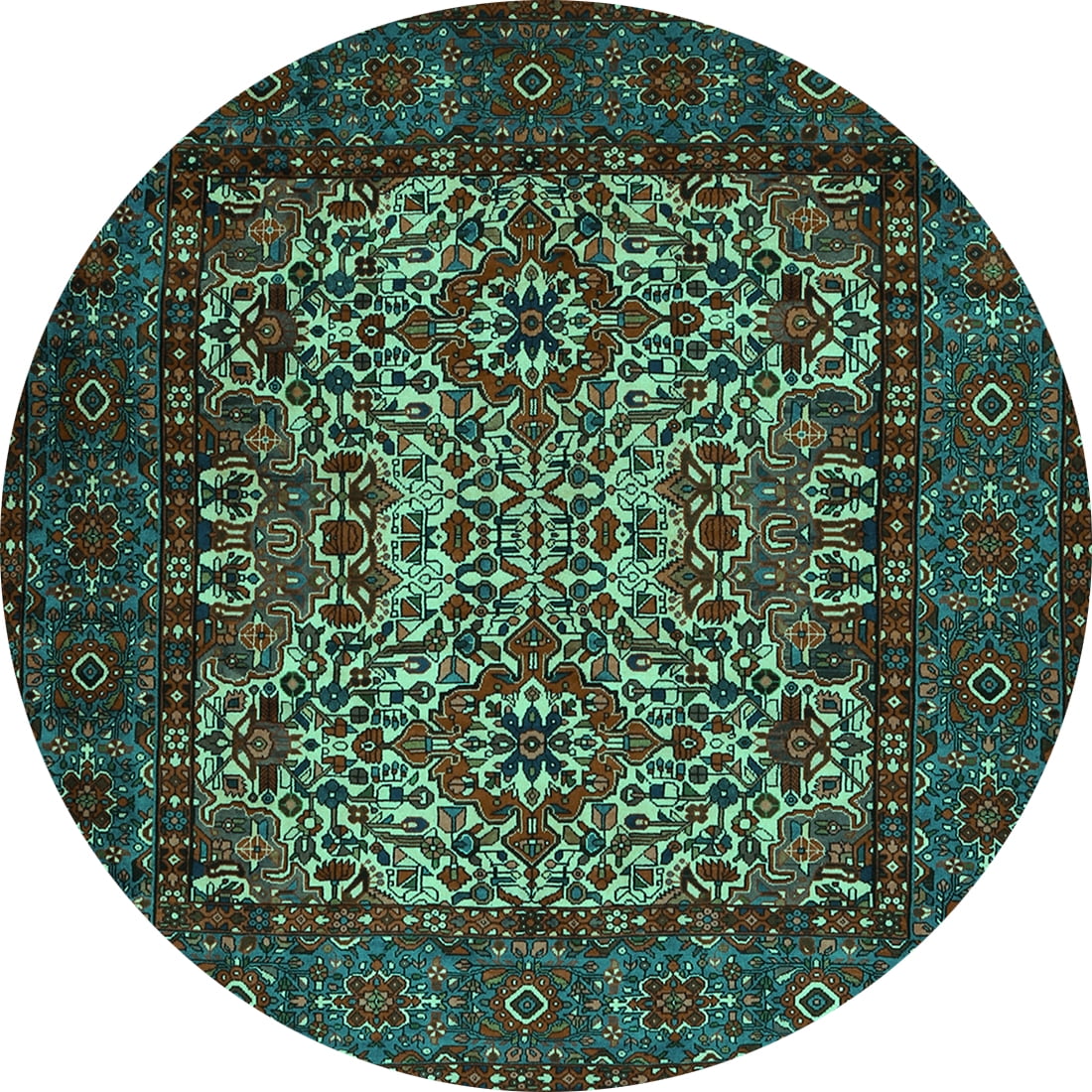 Ahgly Company Indoor Round Persian Turquoise Blue Traditional Area Rugs ...