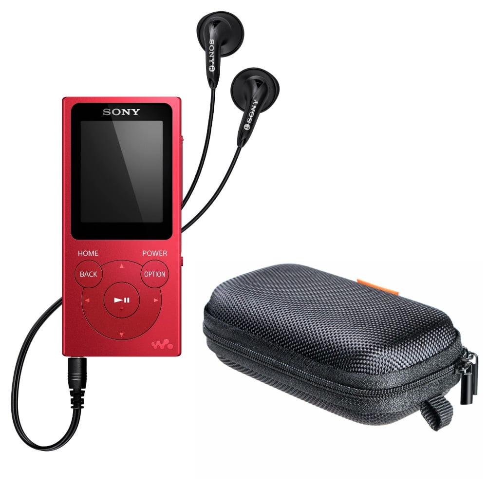 Sony NW-E394 Walkman MP3 Player (8GB, Red) with Hard Carrying Case ...
