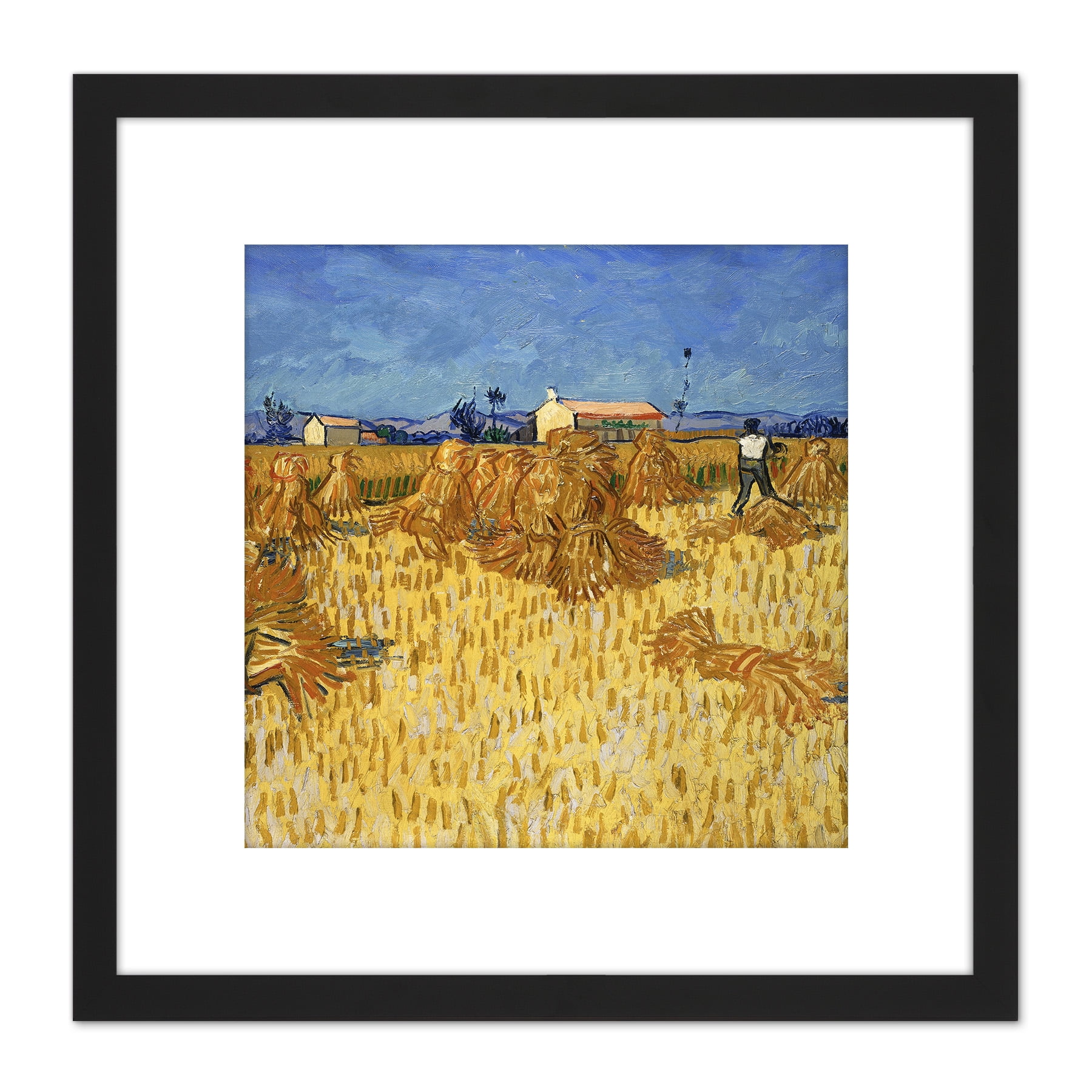 Van Gogh Corn Harvest Provence Painting 8X8 Inch Square Wooden Framed ...