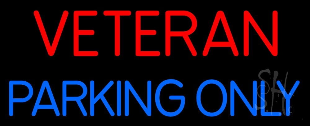 Veteran Parking Only LED Neon Sign 13 x 32 - inches, Black Square Cut ...