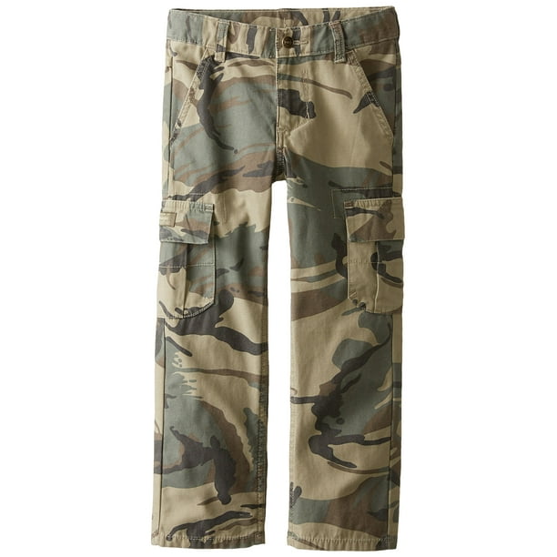 Wrangler Authentics Boys Classic Cargo Pant, Olive Camo, 14 Husky ...