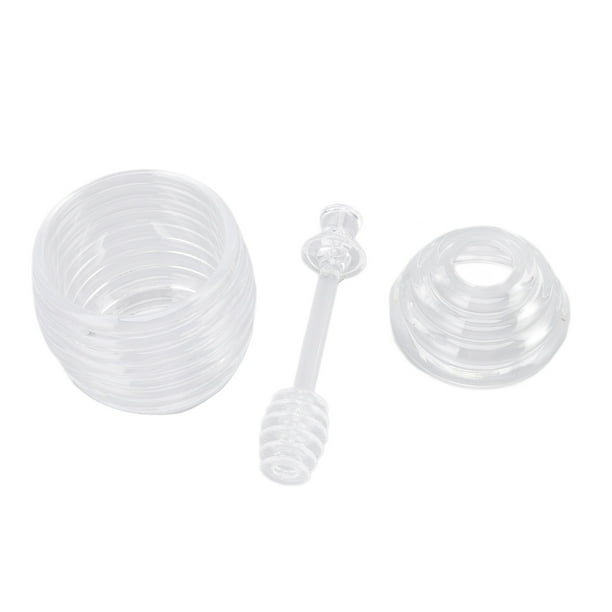 Transparent Honey Pot Plastic Bee Shape Honey Jar With Stirring Rod ...