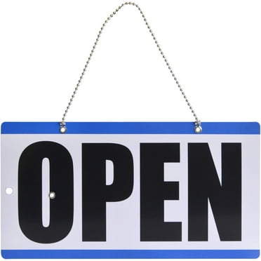 BAZIC 6"x11.5", Closed Clock Sign w/ Open Sign On Back, Double Sides ...