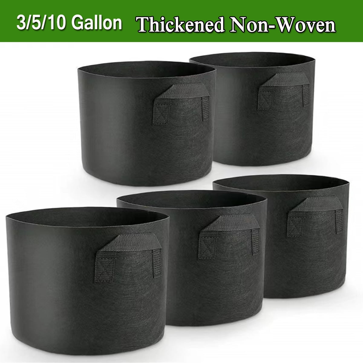 3/5/10 Gallon Growing Bag, Inflatable Fabric Flowerpot with Handle ...