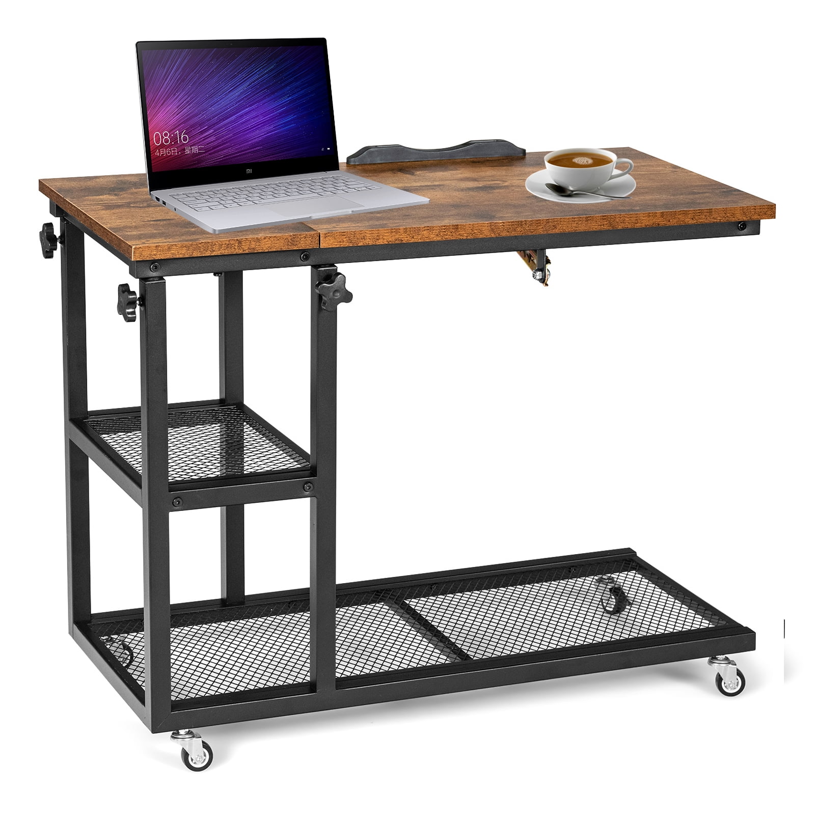 Coelon Adjustable C-Shaped Bedside Table, Couch Table w/ Tiltable ...