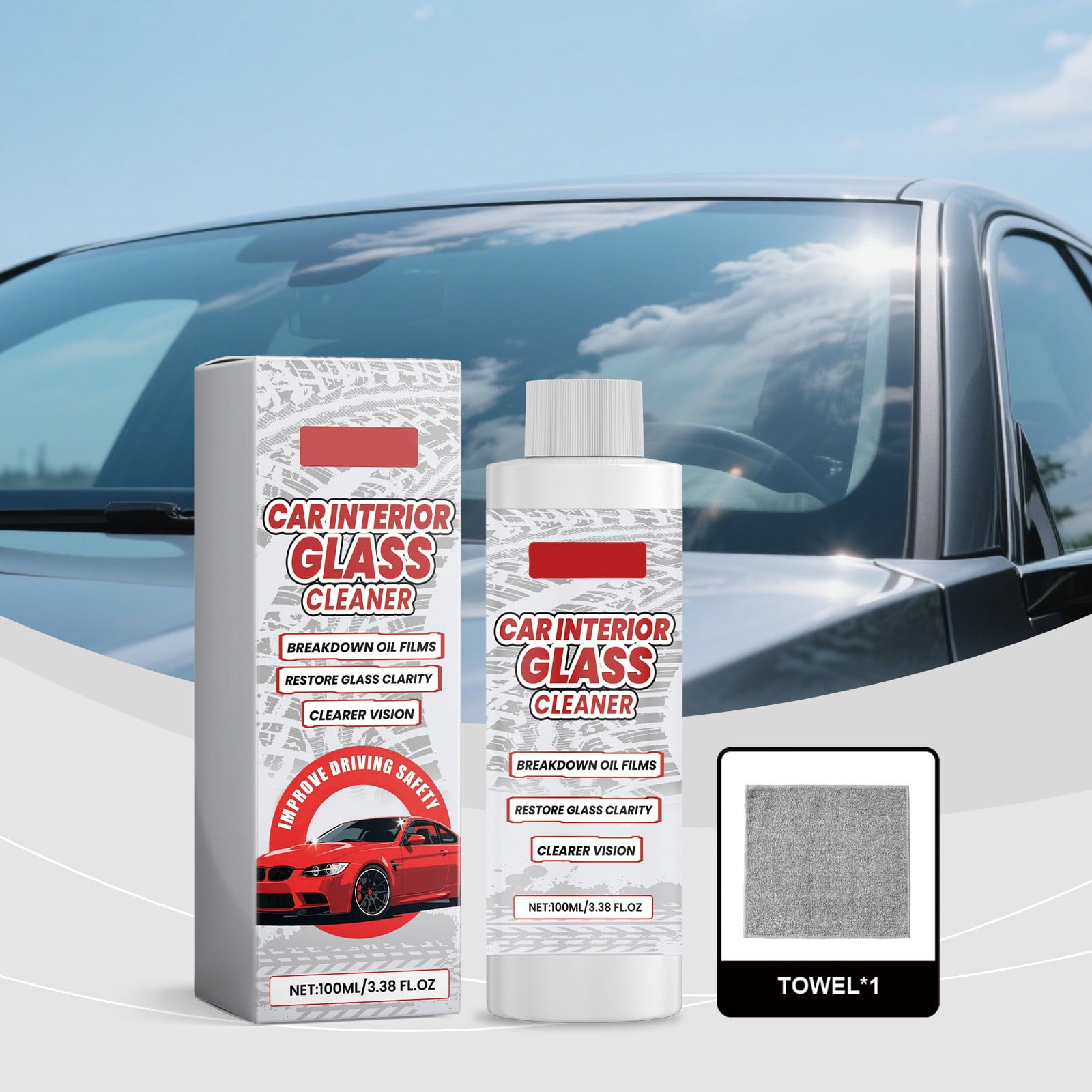 Lisbinx 100Ml Car Glass Cleaner Kit - Gentle Stain and Grease Remover ...