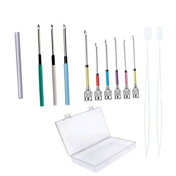 12 Pieces DIY Embroidery Pen Punch Kits Threaders Craft Tool for Adults ...