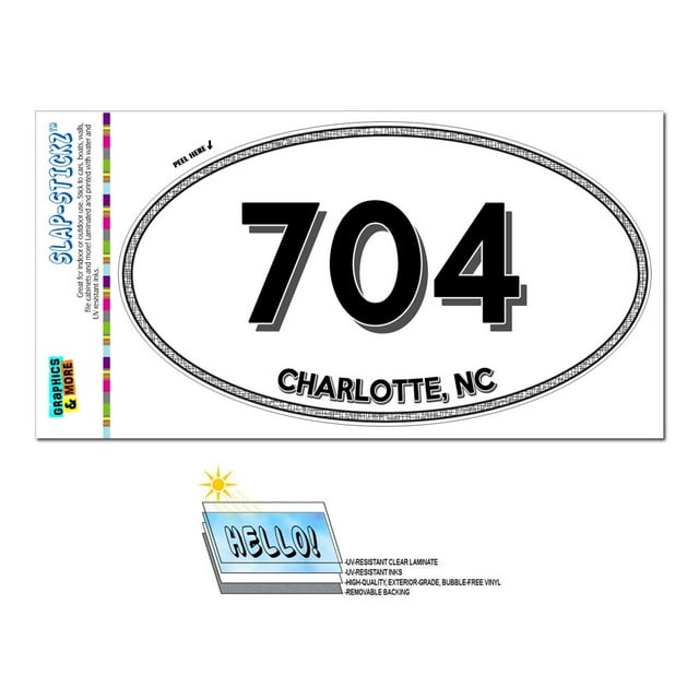 704 - Charlotte, NC - North Carolina - Oval Area Code Sticker - Walmart.com