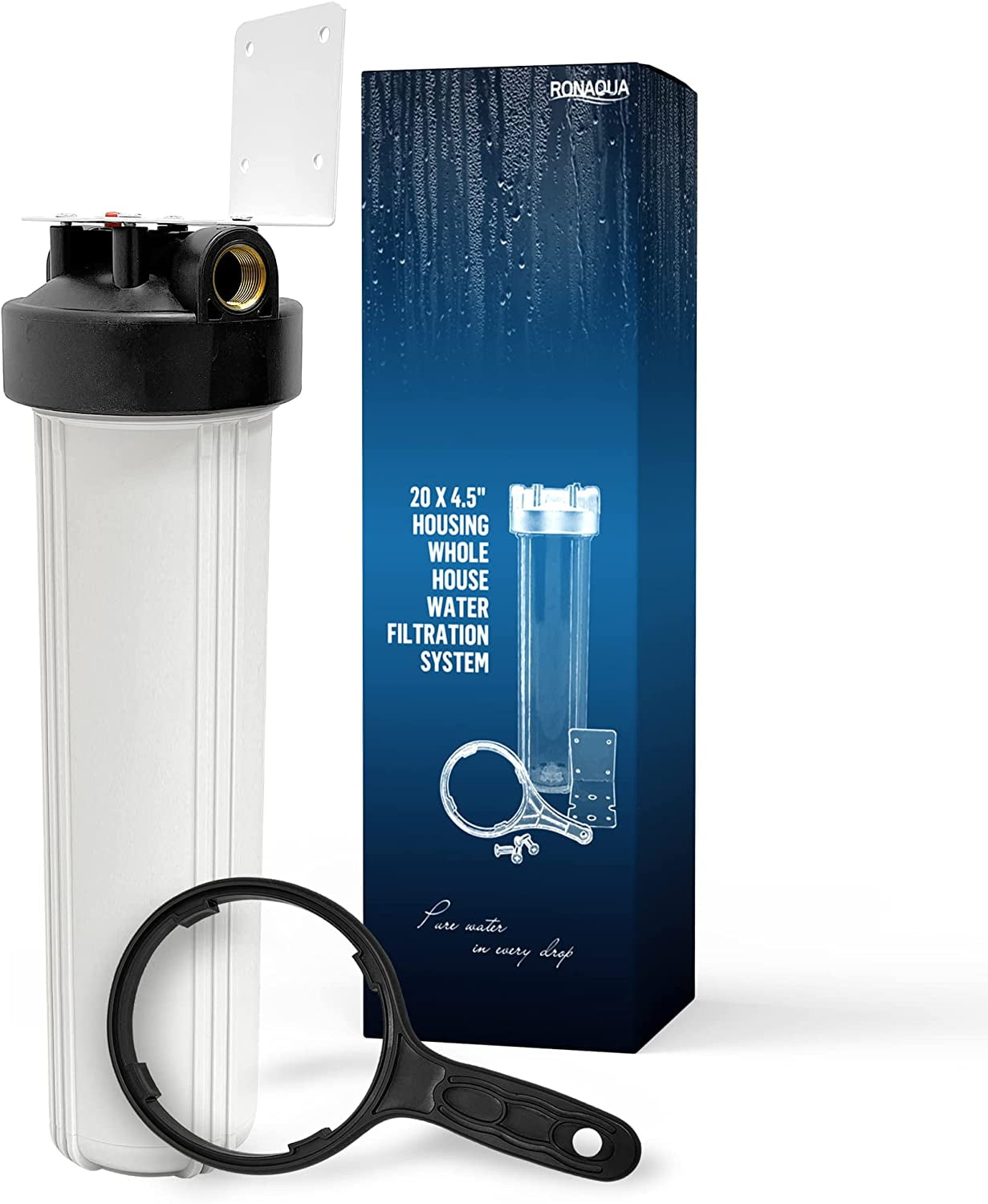 High Capacity 20 x 4.5” Whole House Filter Purifier System for Well or ...