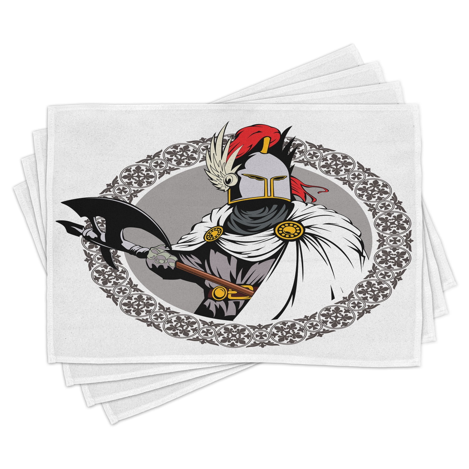 Ambesonne Medieval Place Mats Set of 4, Knight Heroic Armour, Standard ...