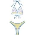 Color Block Halter Bikini Set, High Leg High Waist Thong Swimsuit with ...
