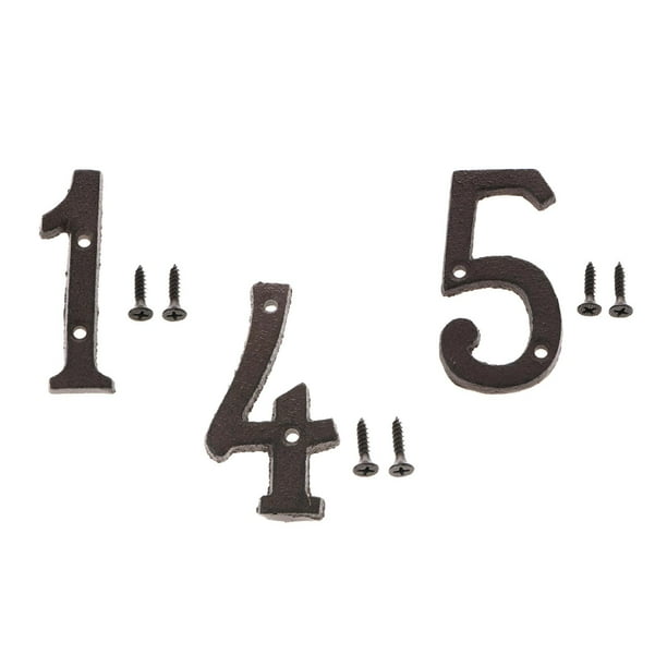 3x Metal Doorplate House Number Sign Plate Sticker crafts 1 4 5 for ...