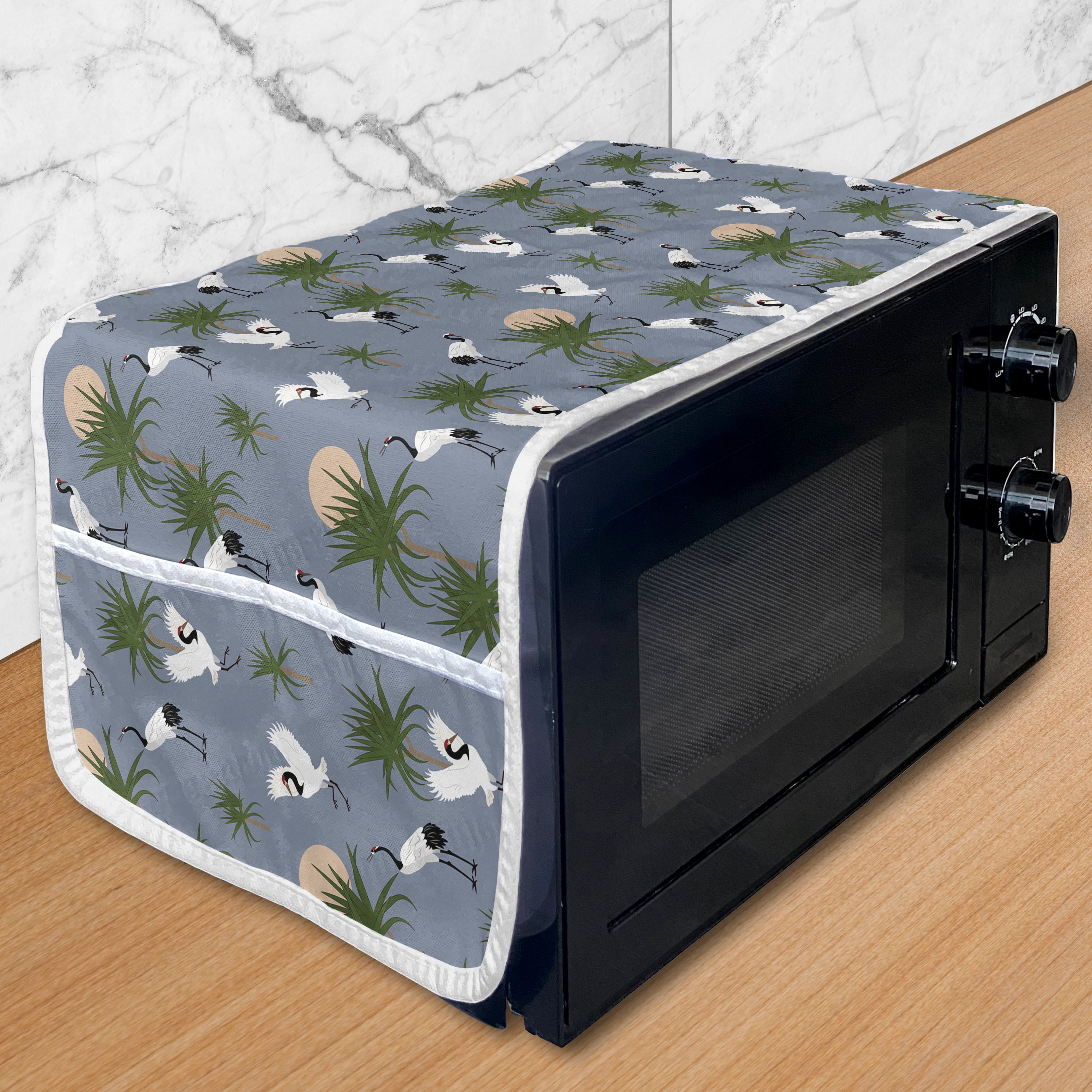 Bird Print Microwave Oven Cover, Repetitive Pattern of Dracaena ...