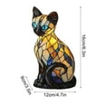 Stained Glass Cat Lamp, Cat Shaped Stained Resin Desk Light, Vintage 3D ...