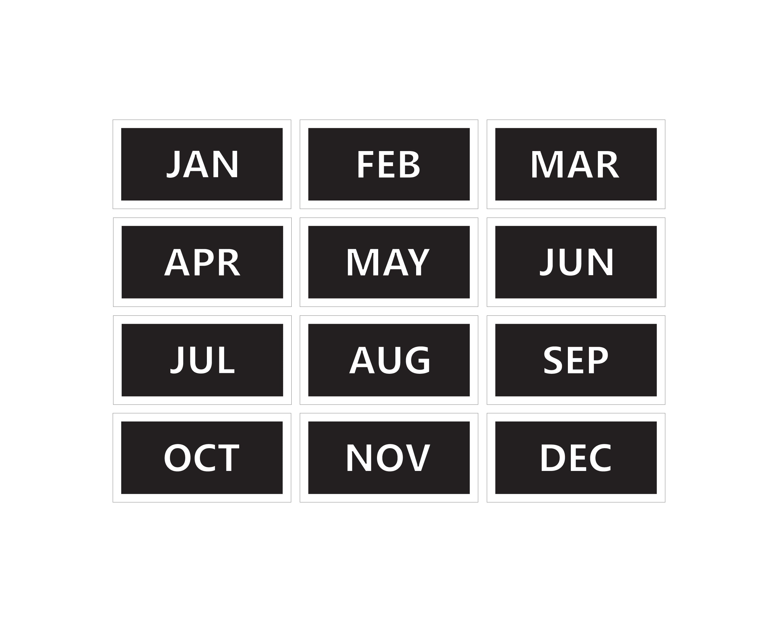 Calendar Month Magnets by DCM Solutions (Black) - Walmart.com
