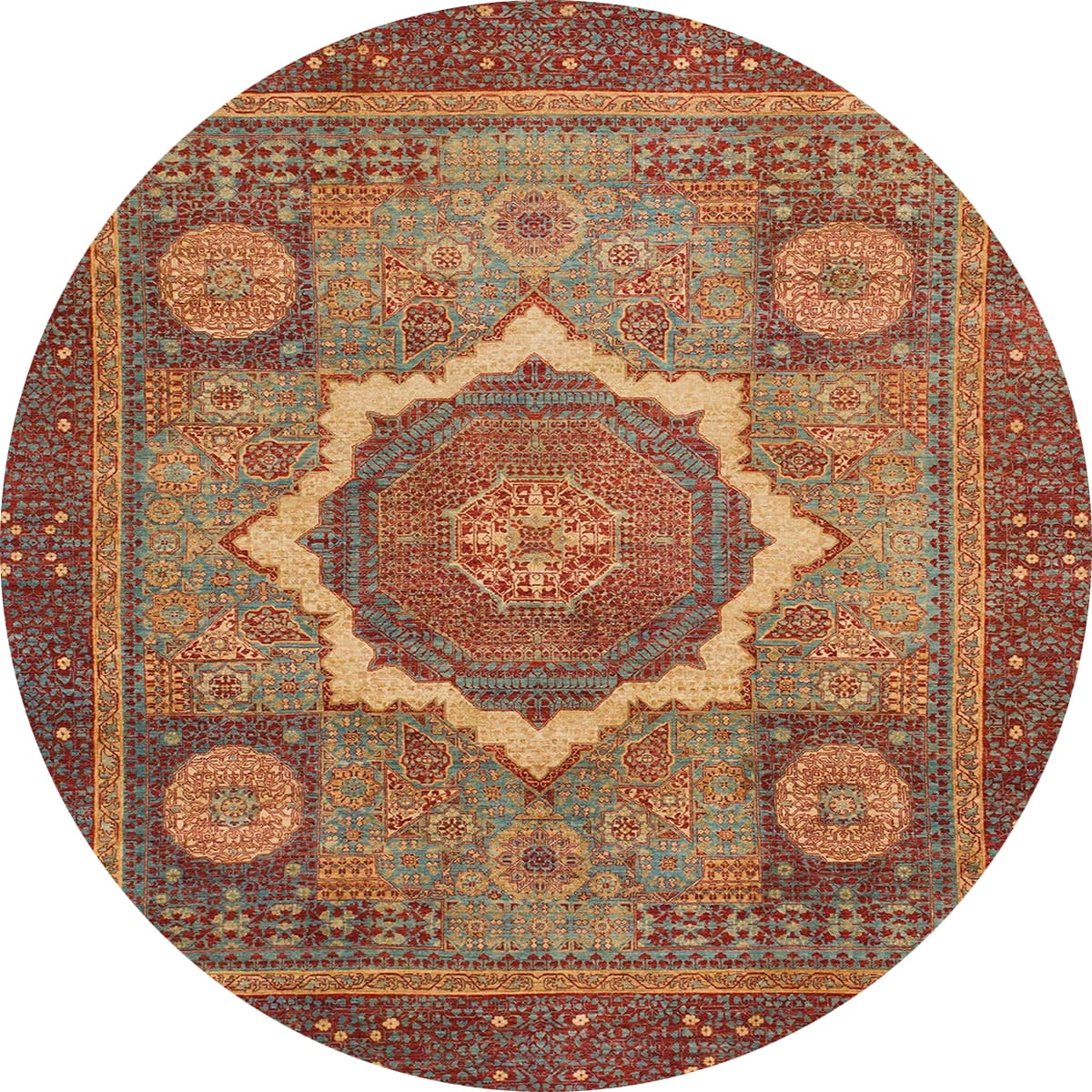 Ahgly Company Indoor Round Abstract Orange Brown Abstract Area Rugs, 4 ...