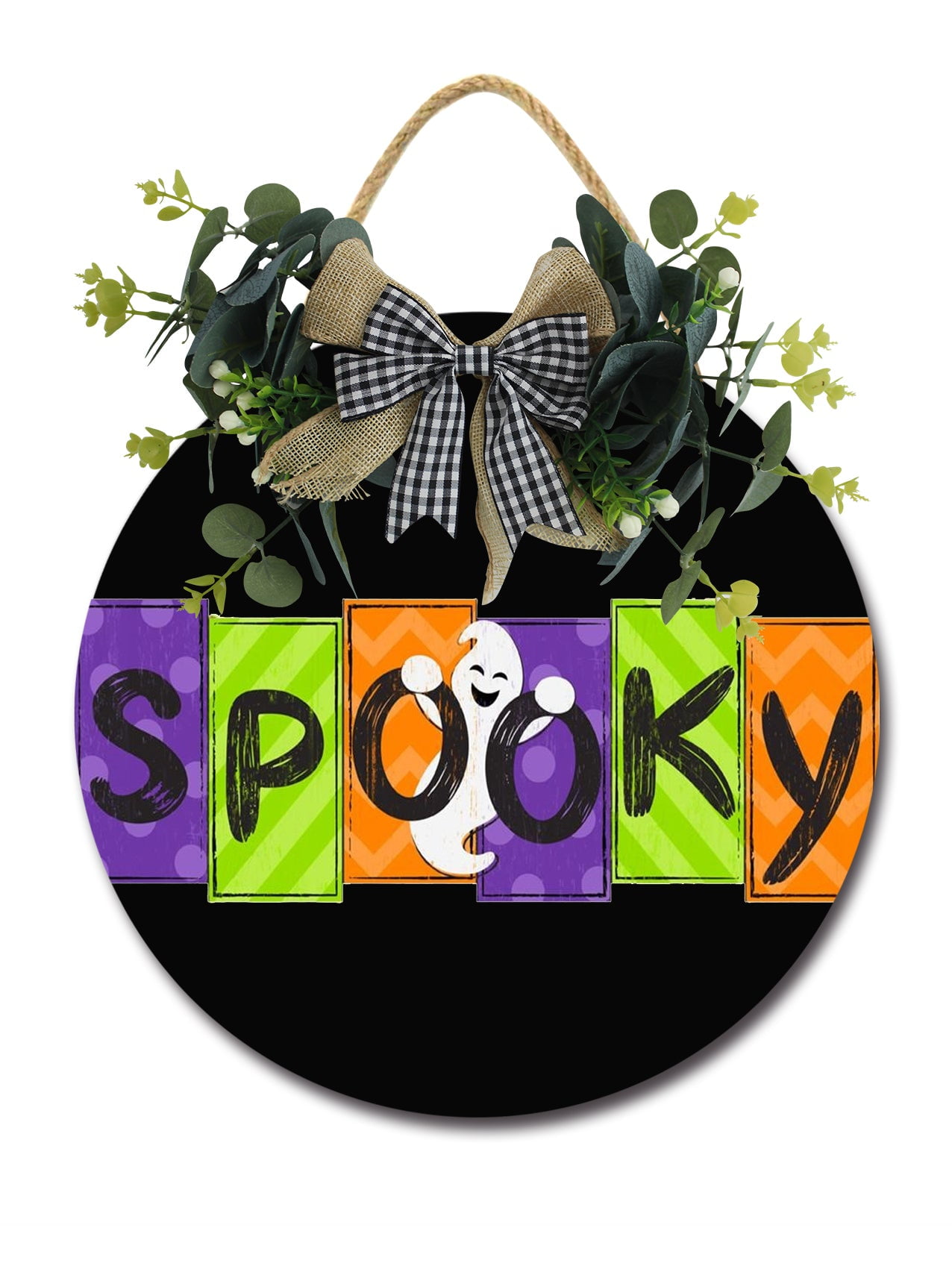 Spooky Front Door Sign Funny Wreaths Hanging Wooden Plaque Decoration ...