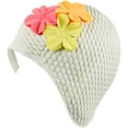 Beemo Swim Bathing Caps for Women Latex Swim Hat - White with Black ...