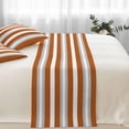 Burnt Orange Grey Stripe Bed Runner for Cal King Size Bed, Farmhouse ...
