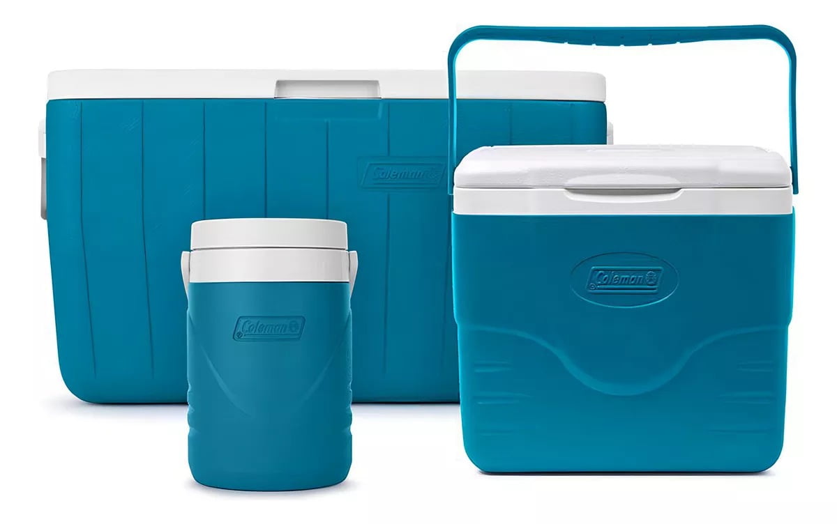 Combo Cooler Coleman 2199113 Hieleras 48qt, 9qt Y 1gal, Azul/blanco ...