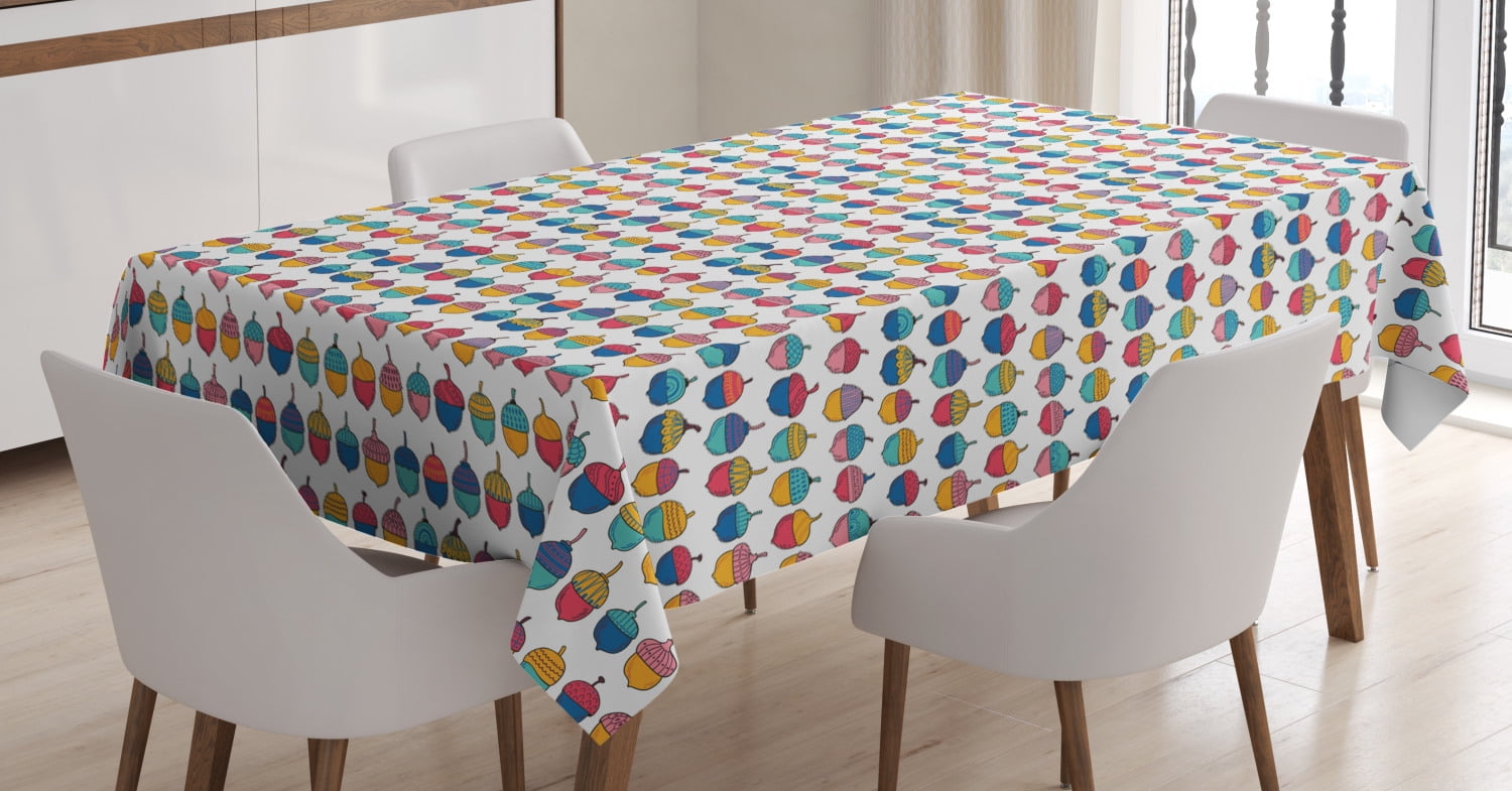 Acorn Tablecloth, Abstract Horizontal Acorn Pattern Oak Nuts Repeating ...