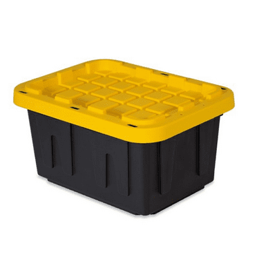 TOUGH BOX 27 Gal Stackable Storage Totes w/ Lids, Black and Yellow (4 ...