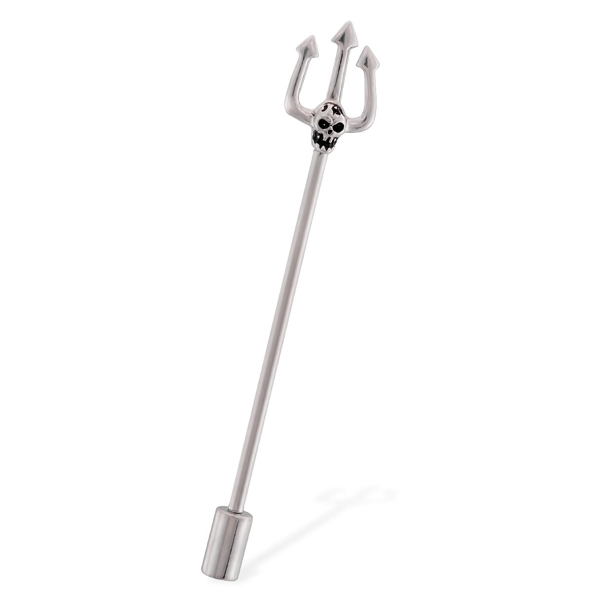 Skull Pitchfork Industrial Straight Barbell With Cylinder End, 14 Ga ...
