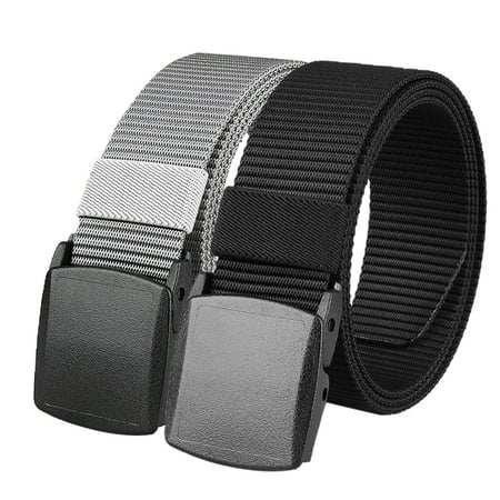 2 Pack Men Women Belts 47.2 Inch Adjustable Webbing Belt With Buckle ...
