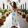 All-Over Print Backless Cross Strap Slip Dress, Loose A-Line Slim Fit ...